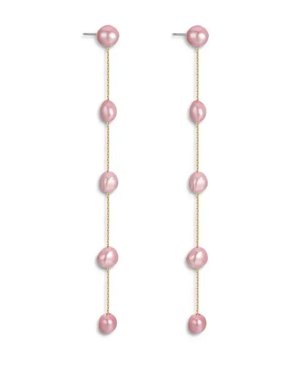 Ettika Cultured Freshwater Pearl Drop Earrings - Pink