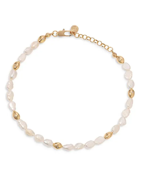 Ettika Pave Pearl Beaded Anklet - Ivory/gold