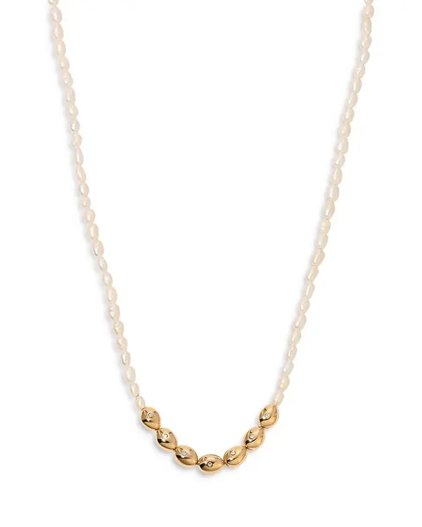 Ettika Pave Pearl Beaded Collar Necklace - Ivory/gold