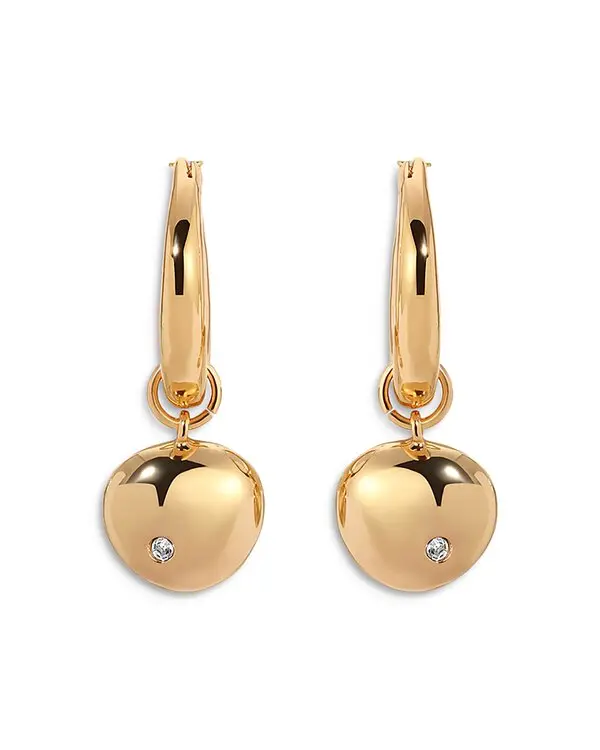 Ettika Pave Polished Pebble Charm Huggie Hoop Earrings - Gold