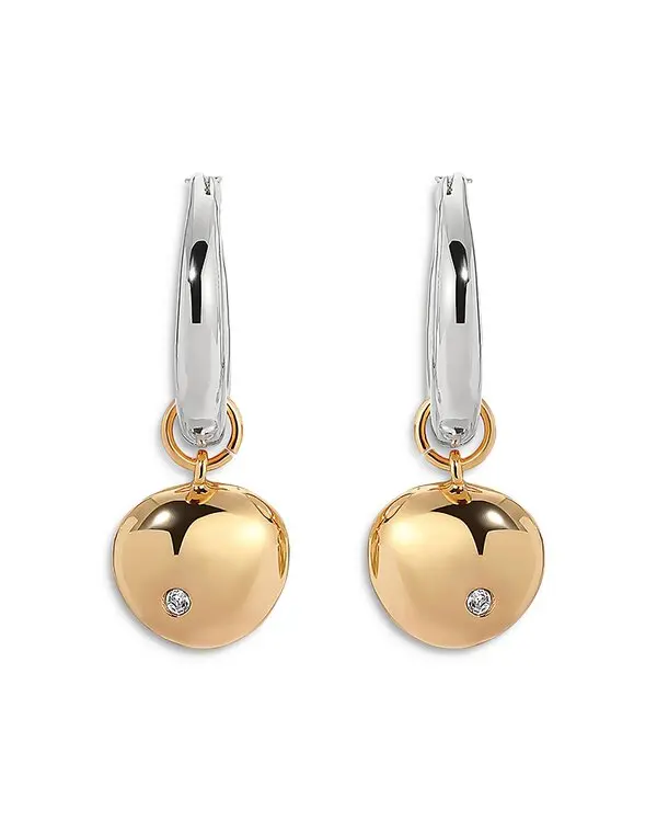Ettika Pave Polished Pebble Charm Huggie Hoop Earrings