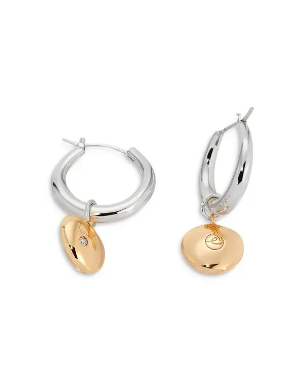Ettika Pave Polished Pebble Charm Huggie Hoop Earrings