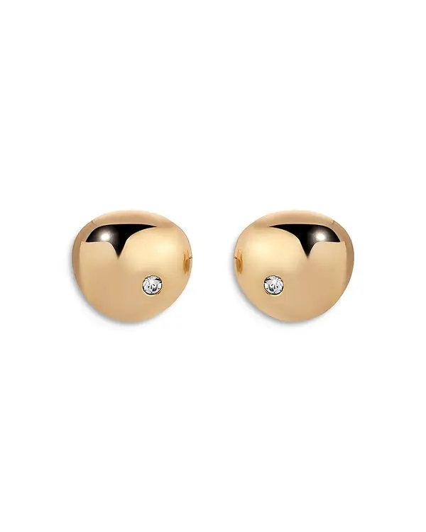Ettika Pave Polished Pebble Stud Earrings - Gold
