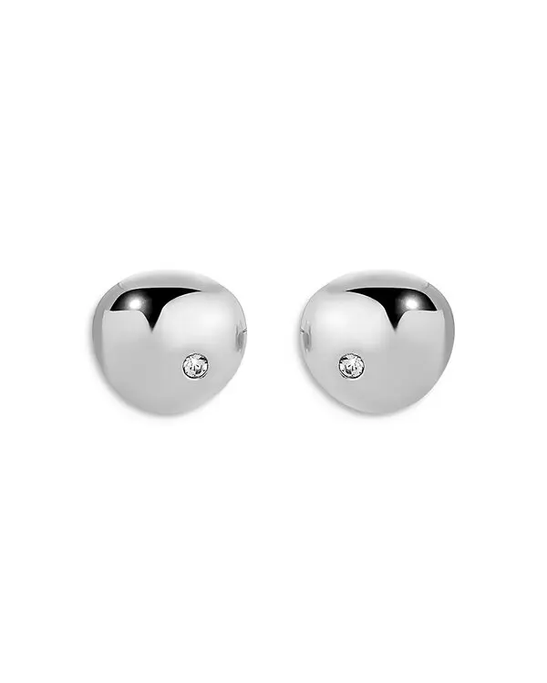 Ettika Pave Polished Pebble Stud Earrings - Silver