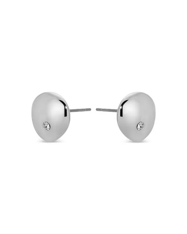 Ettika Pave Polished Pebble Stud Earrings - Silver