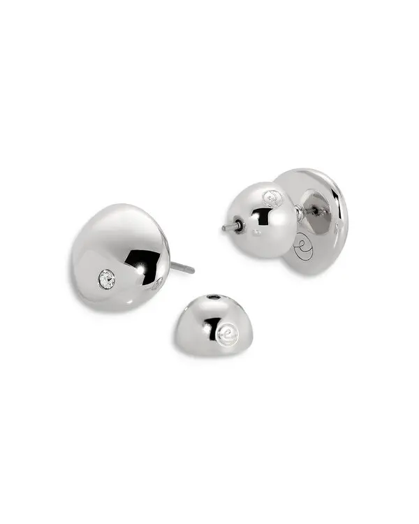 Ettika Pave Polished Pebble Stud Earrings - Silver