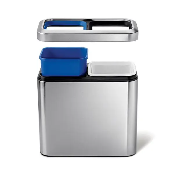 SIMPLEHUMAN 20 Liter Recycling Office Trash Can - Brushed Stainless Steel