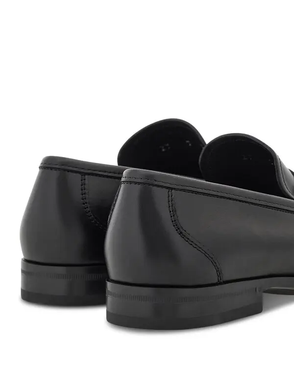 FERRAGAMO Caspian Gancio Leather Loafers - Black
