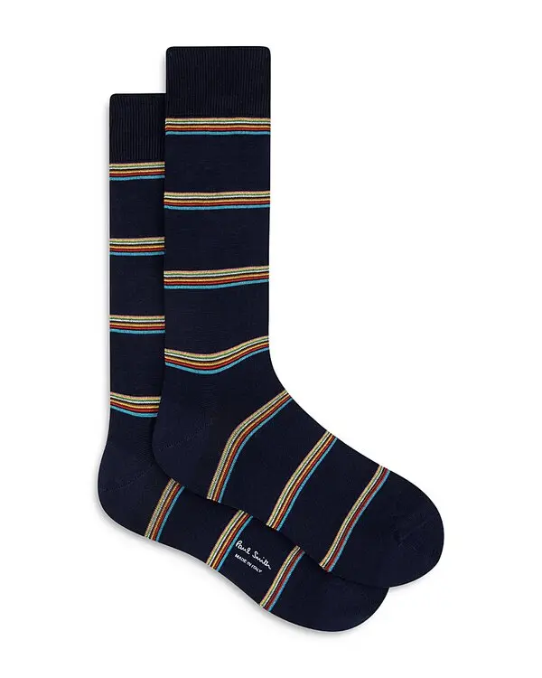 Paul Smith Signature Block Stripe Crew Socks - Black