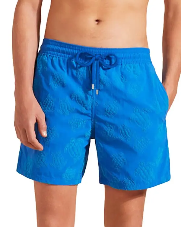 Vilebrequin Moorea Flock Vendome Turtles Print 5" Swim Trunks - Palace Blu