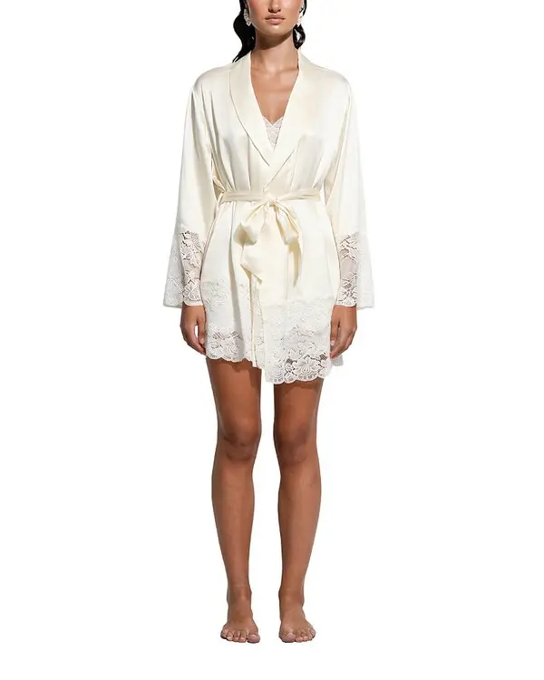 Ginia Silk Lace Robe - Creme