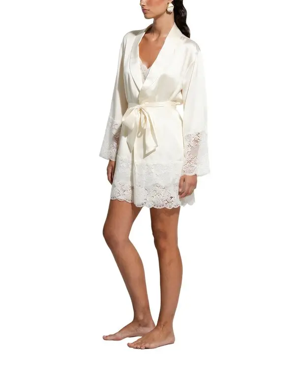 Ginia Silk Lace Robe - Creme