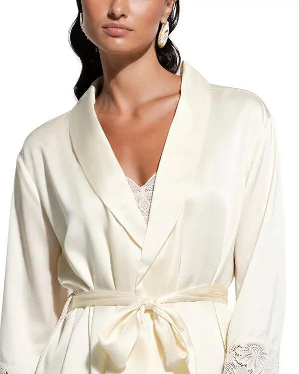 Ginia Silk Lace Robe - Creme