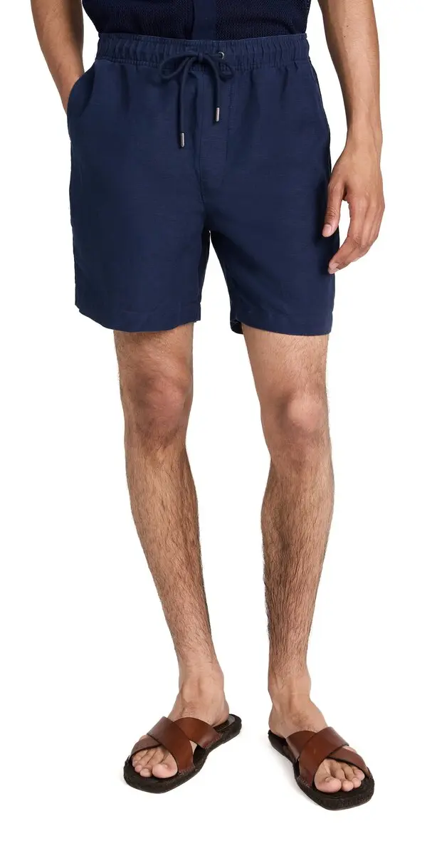 Onia Air Linen Pull-on Shorts - Deep Navy