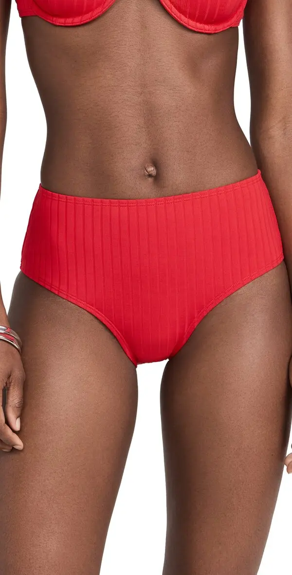 Solid & Striped Lilo High-waisted Bikini Bottom - Lipstick