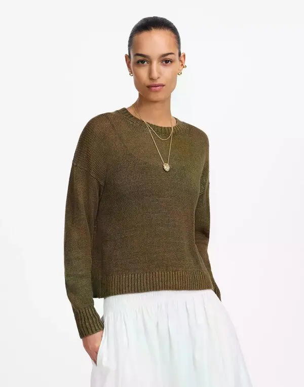 Madewell Linen Drop-shoulder Sweater - Olive
