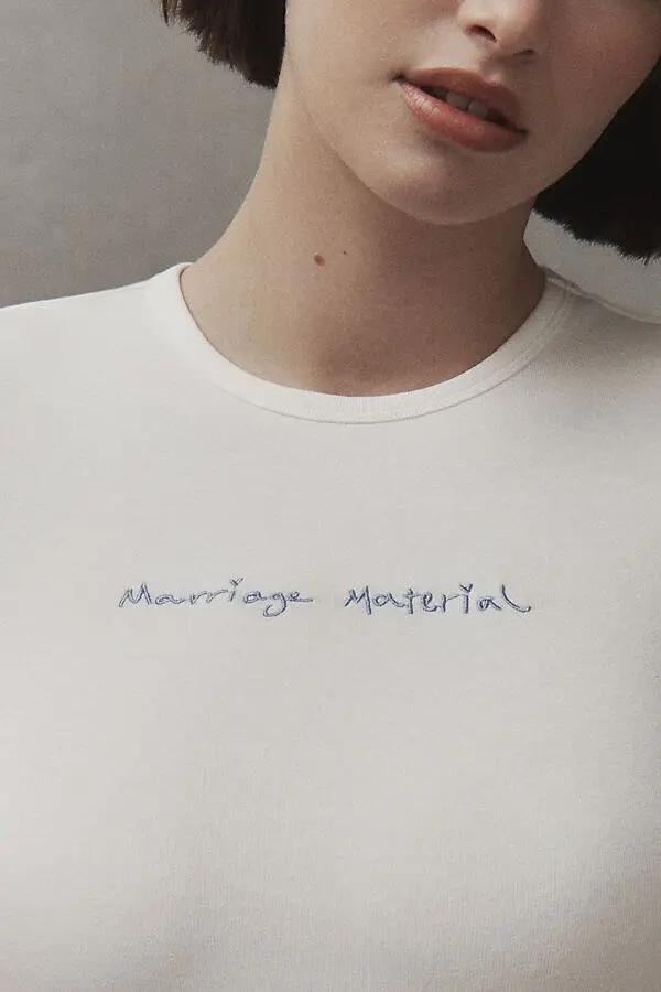 BRIDEMERCH Marriage Material Baby T-shirt - White