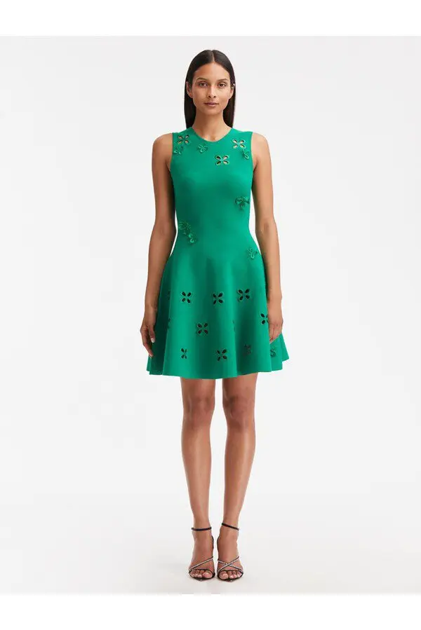 Oscar De La Renta Floral Cutout Mini Dress In Green - 50% Off | Editorialist