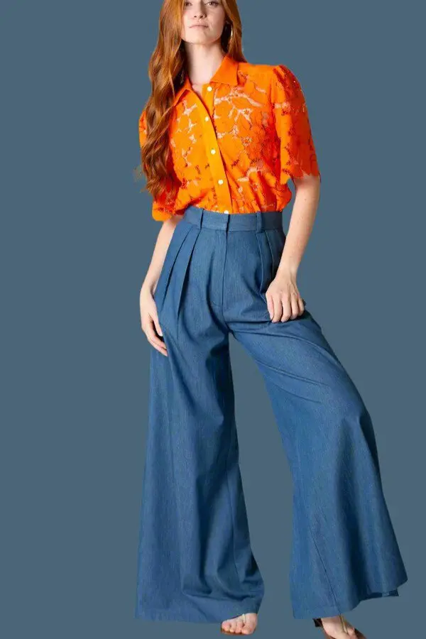 Miguelina River High-waisted Trousers - Navy