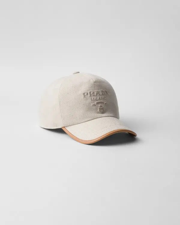 Prada Linen Blend Baseball Cap - Natural