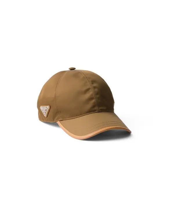 Prada Re-nylon And Leather Baseball Cap - Brown