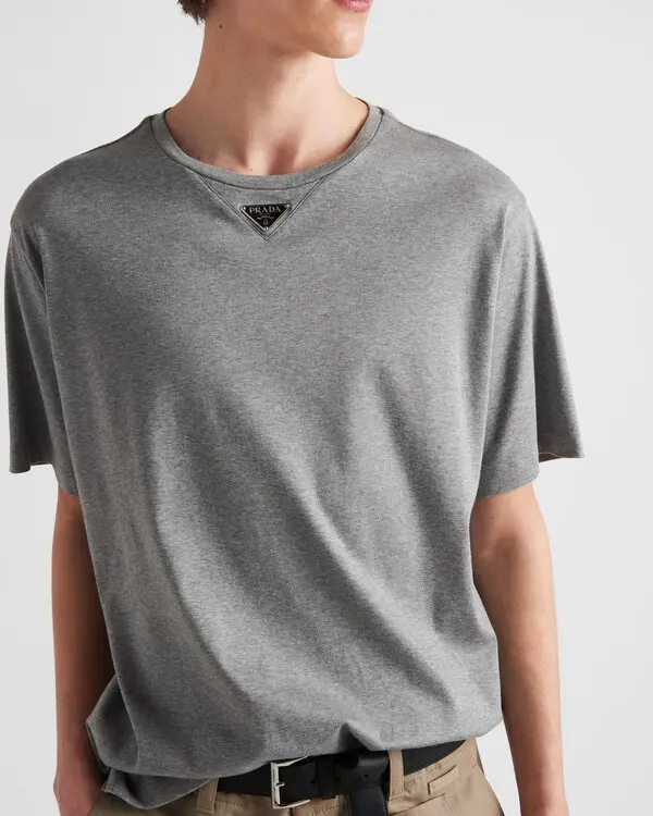 トップス PRADA Silk Tshirt Gray PRADA Silk Tshirt Gray