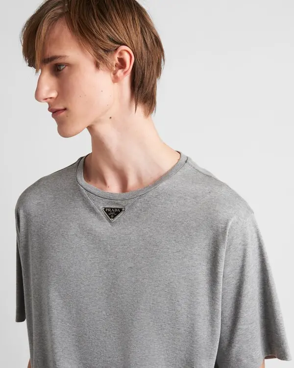 【関税&送料込】Prada Grey Cotton T-Shirt Prada Cotton T-Shirt - Grey | Editorialist