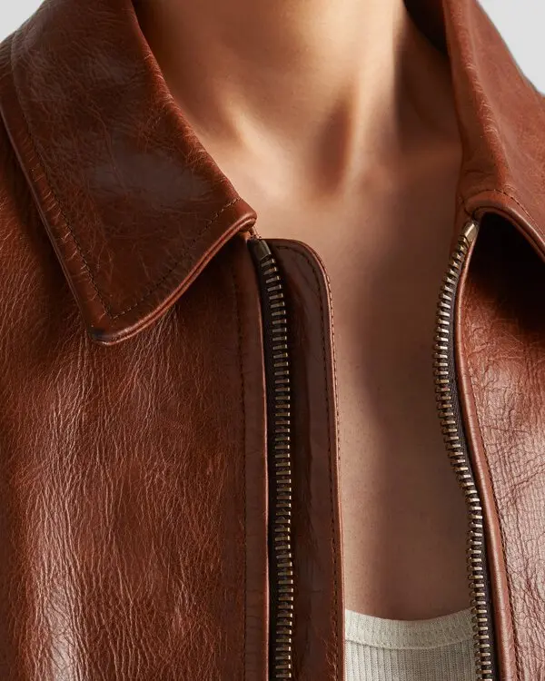 PRADA☆ブラウンレザー シングルライダースジャケット Prada Leather Jacket With Belt - Palisander | Editorialist