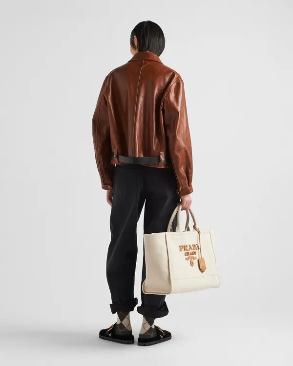 Prada Leather Jacket With Belt - Palisander | Editorialist