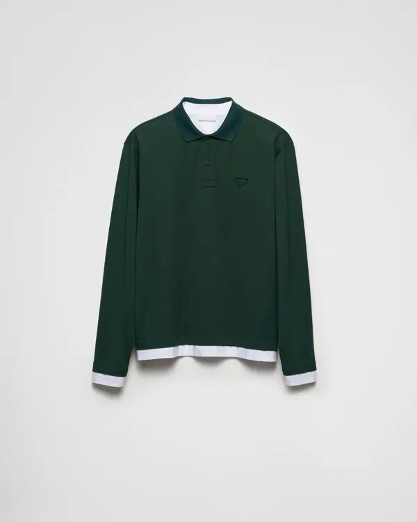 Prada Long-sleeved Cotton Polo Shirt