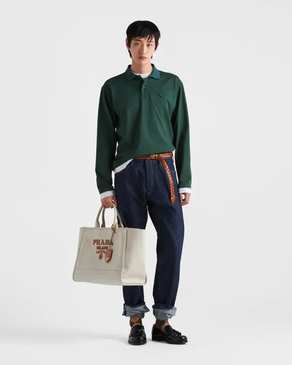 Prada Long-sleeved Cotton Polo Shirt