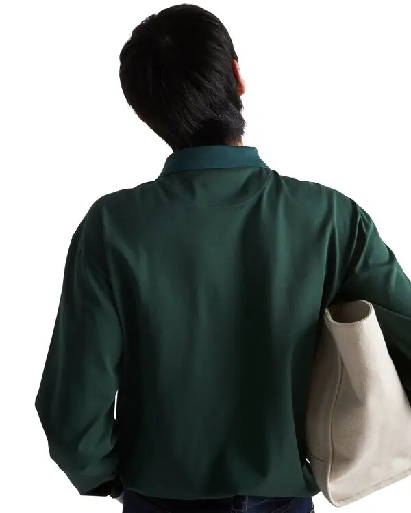 Prada Long-leeved Cotton Polo Hirt - Green