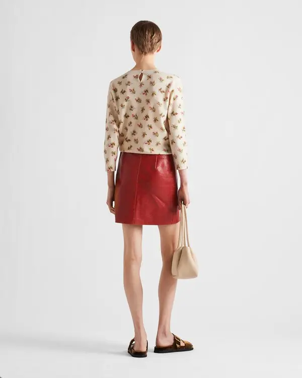 Prada Craquelé Leather Miniskirt