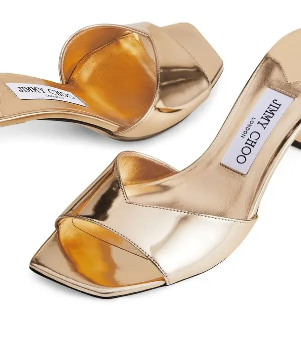 JIMMY CHOO Skye 70 Metallic Leather Mules