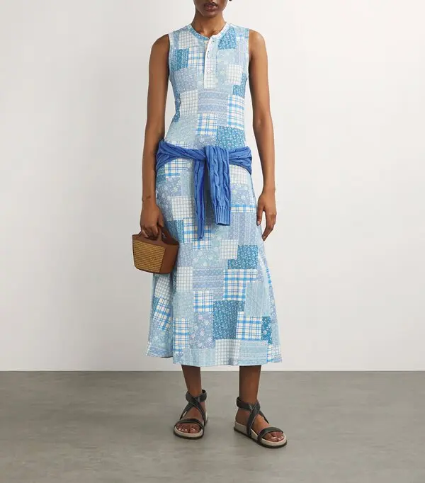 Ralph Lauren Floral Patchwork Midi Dress In Blue - 11% Off | Editorialist