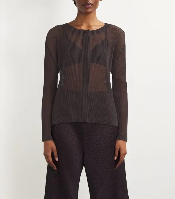 Issey Miyake Mesh Tatami April Cardigan In Grey - 30% Off