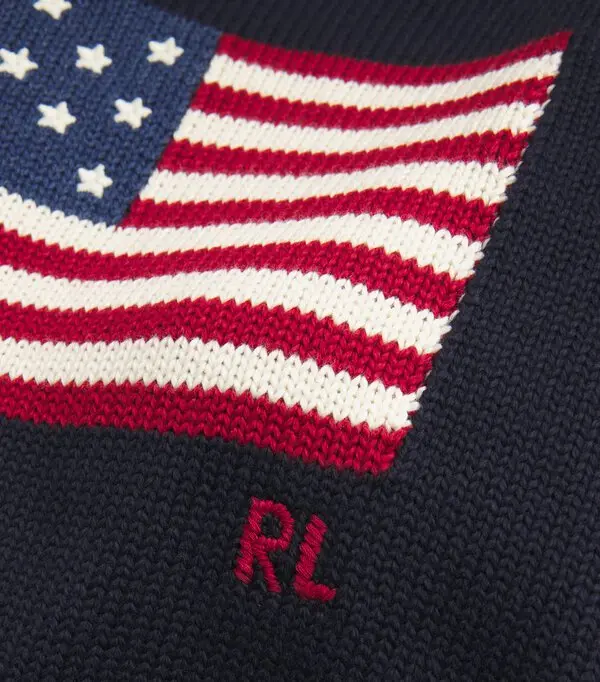 Polo Ralph Lauren Cotton American Flag Sweater - Navy