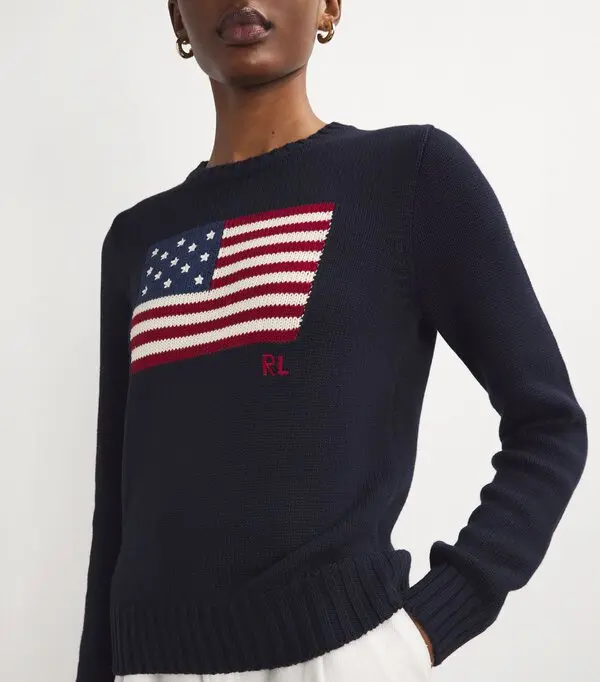Polo Ralph Lauren Cotton American Flag Sweater - Navy