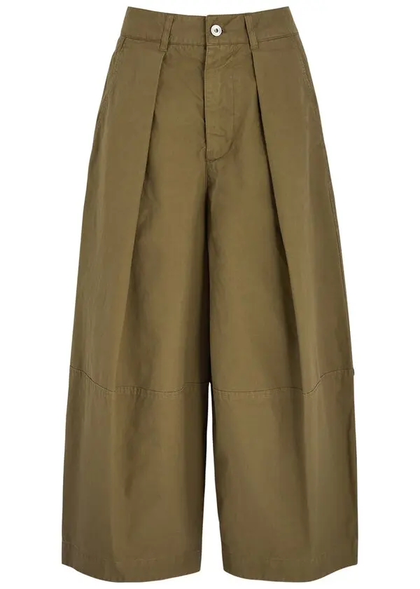 You Must Create Deadbeat Pleated Wide-leg Cotton Trousers