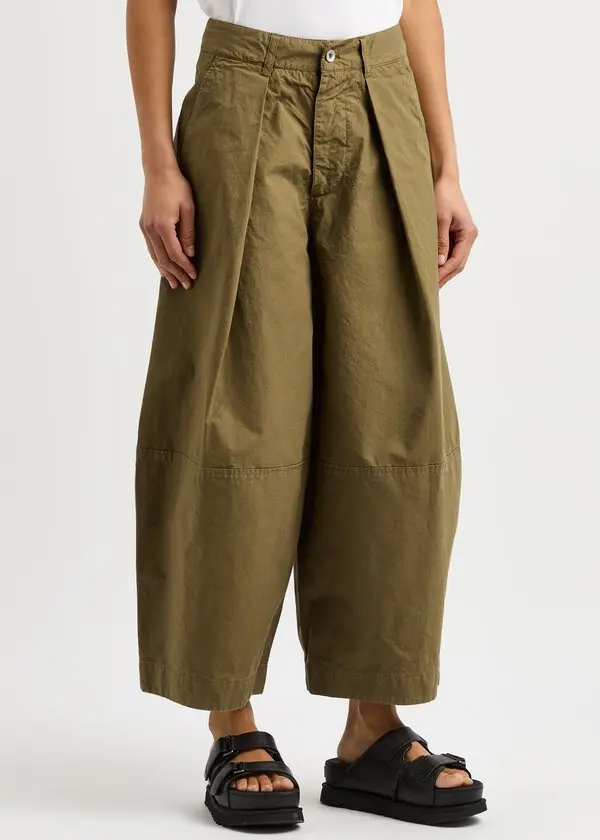 You Must Create Deadbeat Pleated Wide-leg Cotton Trousers
