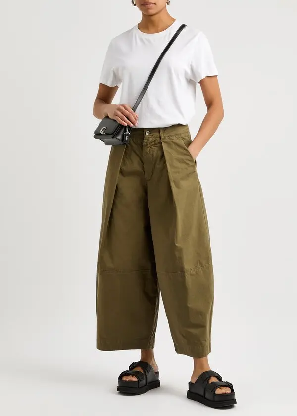 You Must Create Deadbeat Pleated Wide-leg Cotton Trousers