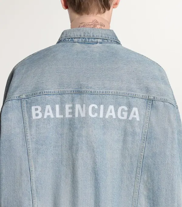Balenciaga Oversized Logo Denim Jacket - Multi | Editorialist