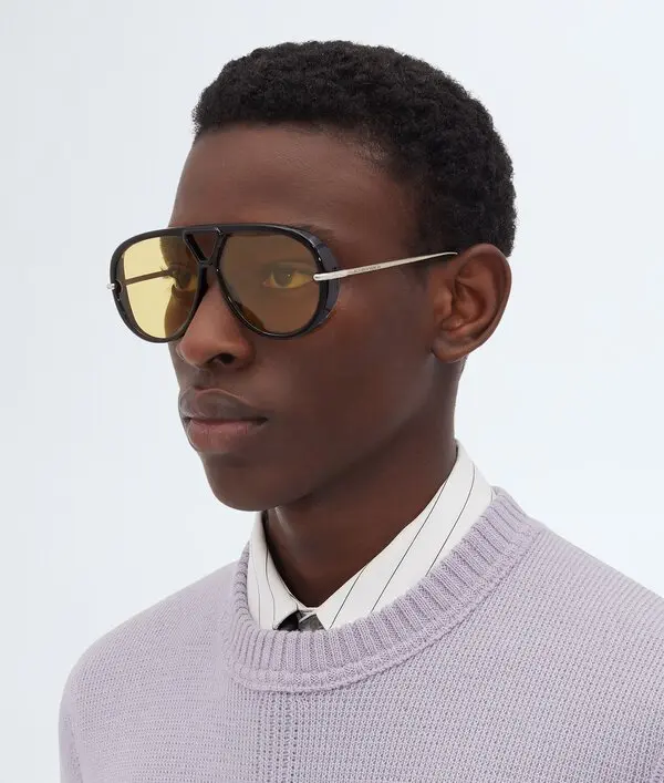 Bottega Veneta Classic Aviator Sunglasses - Black/yellow
