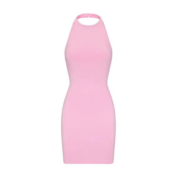 Cotton Twist Halter Mini Dress - Cotton Candy