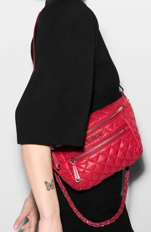 Mz Wallace Small Crosby Quilted Nylon Convertible Bag - Apple
