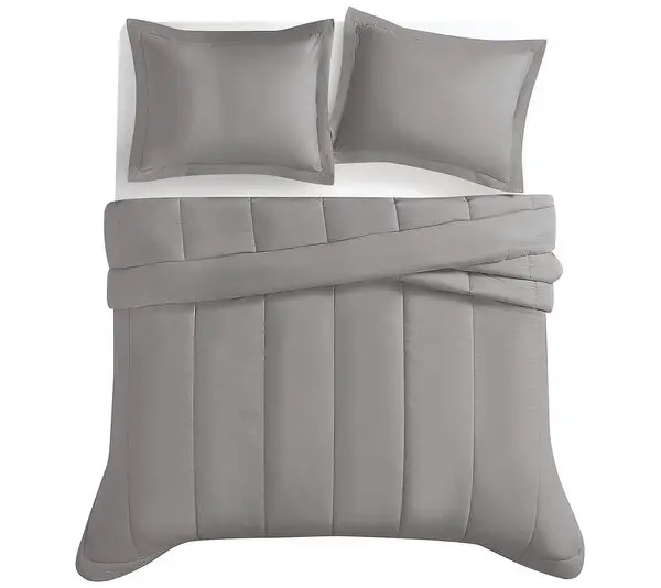 BROOKLYN LOOM Solid Cotton Percale Fu/qn 3pc Co Mforter Set