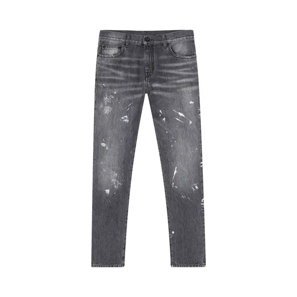 Off-White Diag Outline Paint Skinny Jeans - Grey