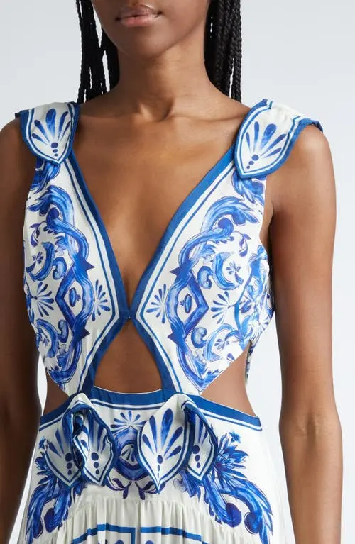 chinese dress ladies Off-White Garden Tiles Maxi Dress – FARM Rio