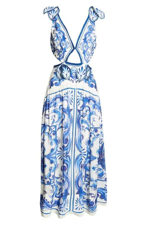 Farm Rio Garden Tiles Cutout Maxi Dress In Off-White - 60% Off |  Editorialist