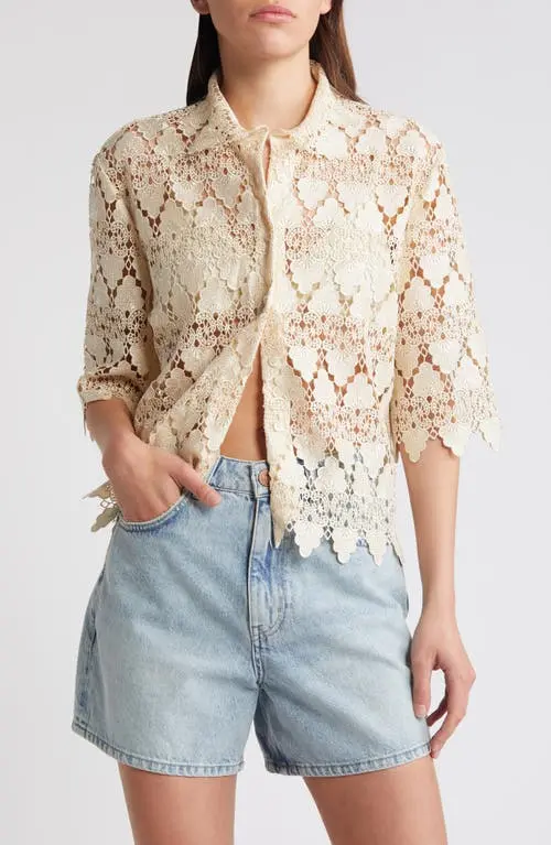 FRAME Lace Button-up Shirt